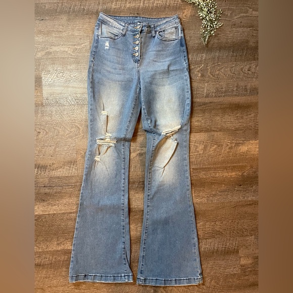 Jeans | Classic Blue Boutique Distressed Flare Jeans 2627 | Poshmark